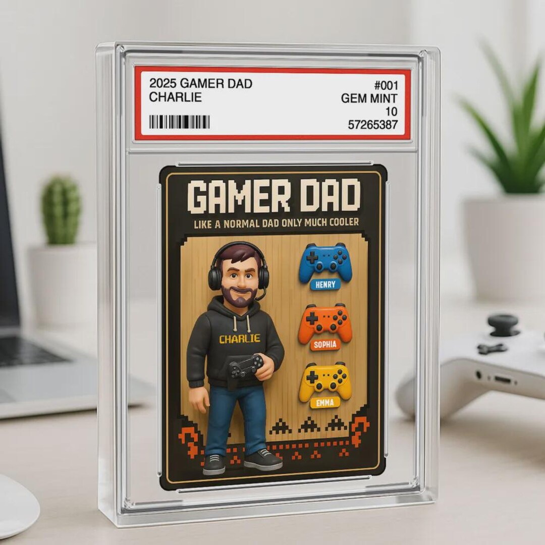 Gamer Dad Trading Card Personalized Acrylic Block Plaque, Father's Day ...