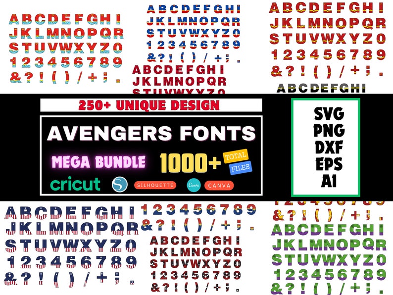 MEGA SUPERHERO Alphabet Svg Bundle, Fonts, Letter, Svg-png-dxf-eps-ai ...