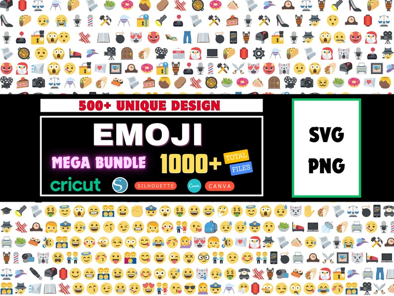1000 Files Emoji Svg Bundle Layered Design Vector Files SVG for Cricut ...