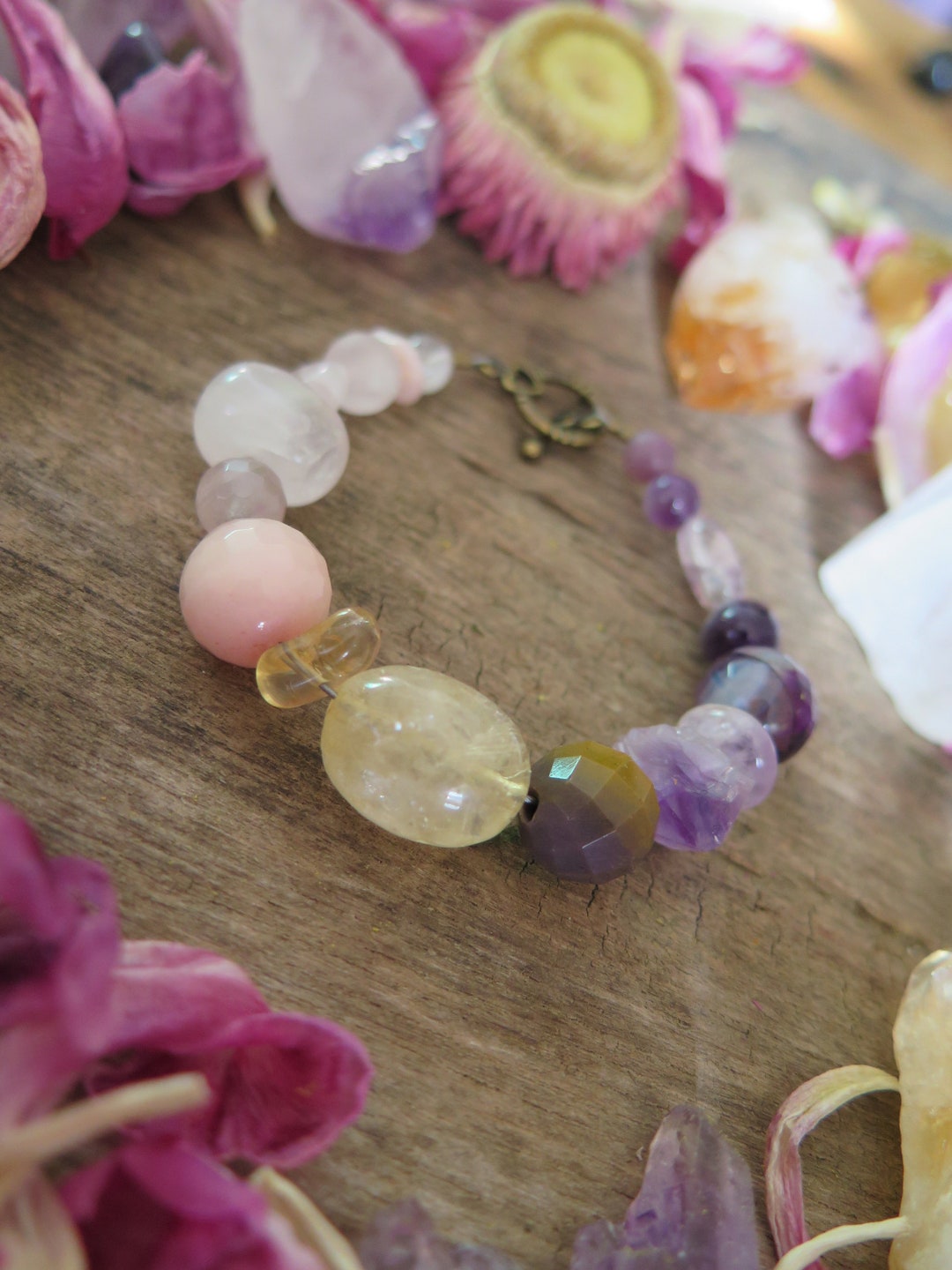 6 Beaded Bracelet Chunky Colorful Gem Jewelry Purple - Etsy