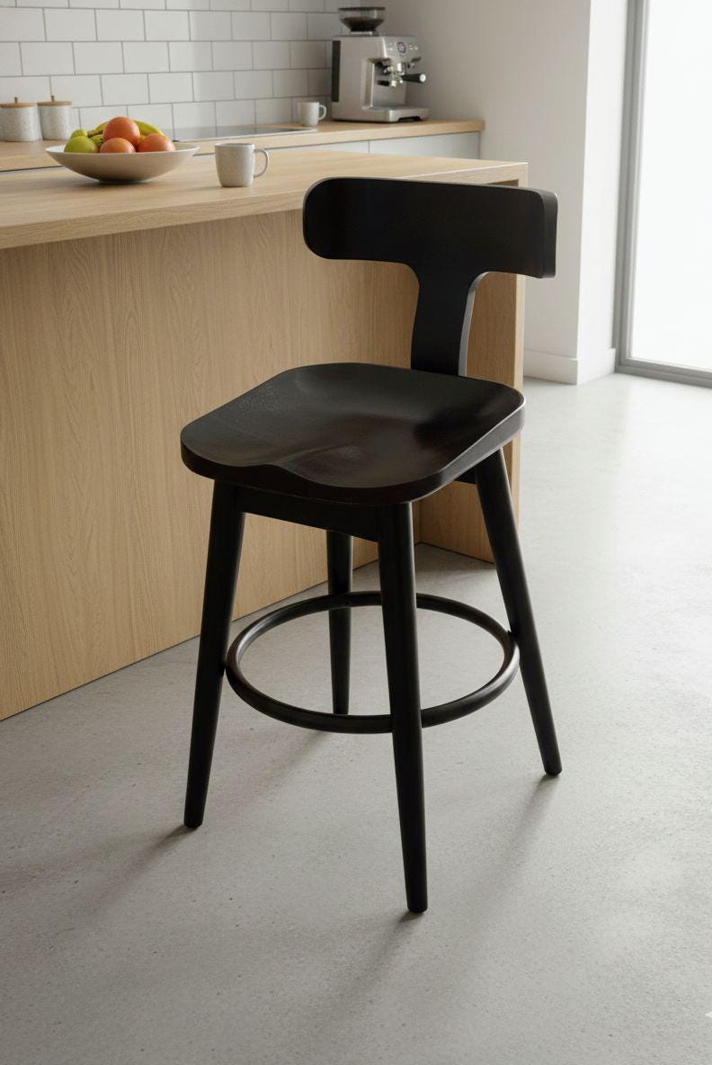 Handmade Walnut Finish Bar Stool | Mid-century Modern Kitchen Counter ...