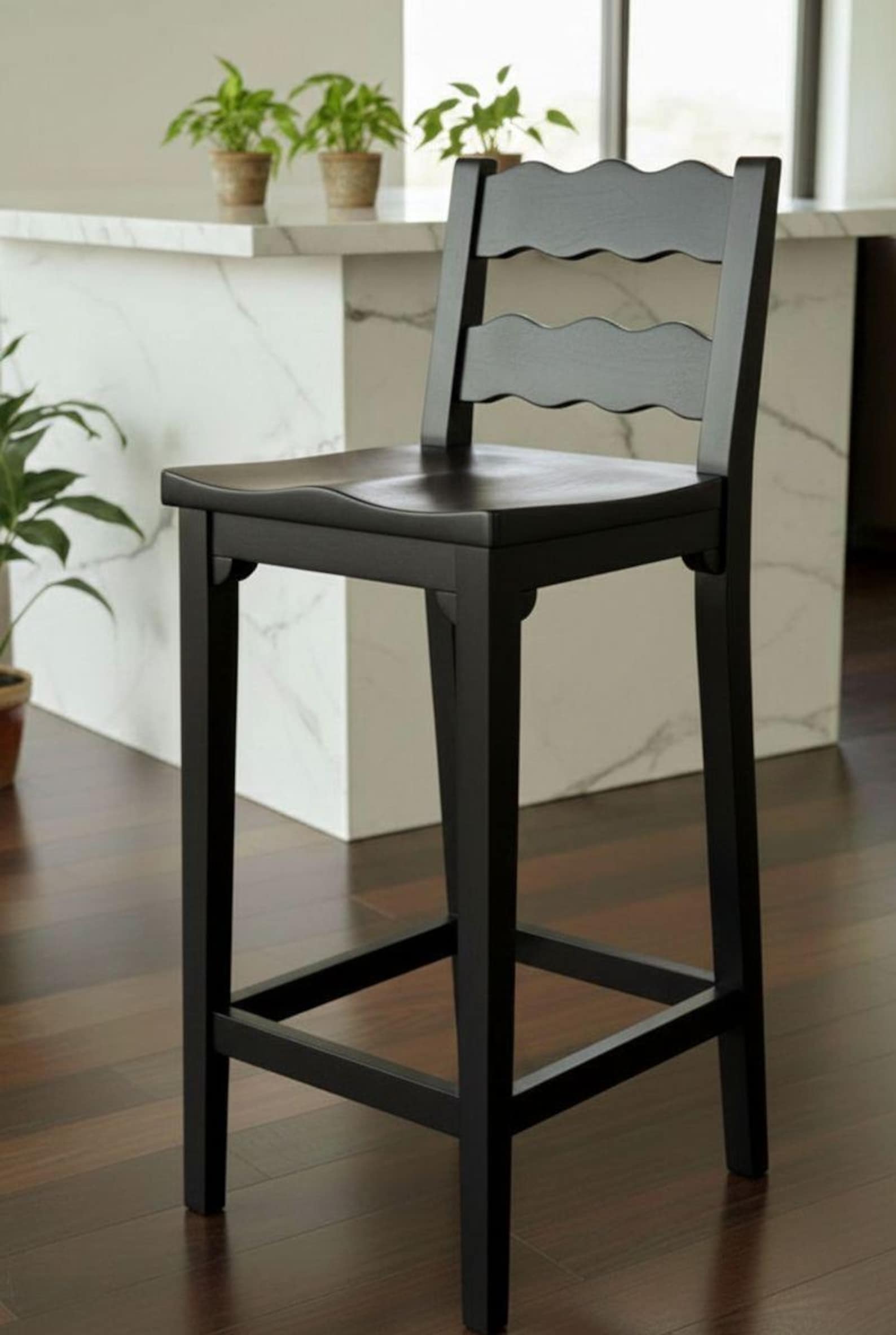 Handmade Wooden Tarang Bar Stool | Rustic Kitchen Counter Chair | Wavy ...