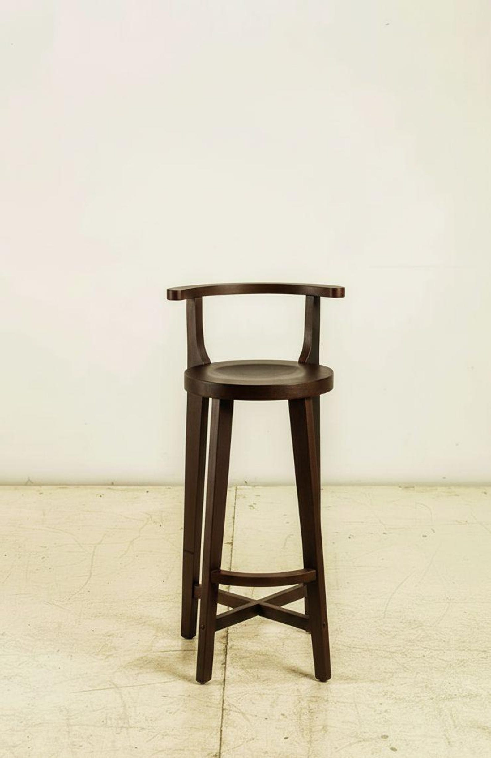 Handmade Solid Wood Bar Stool | Minimalist Counter Stool With Backrest ...