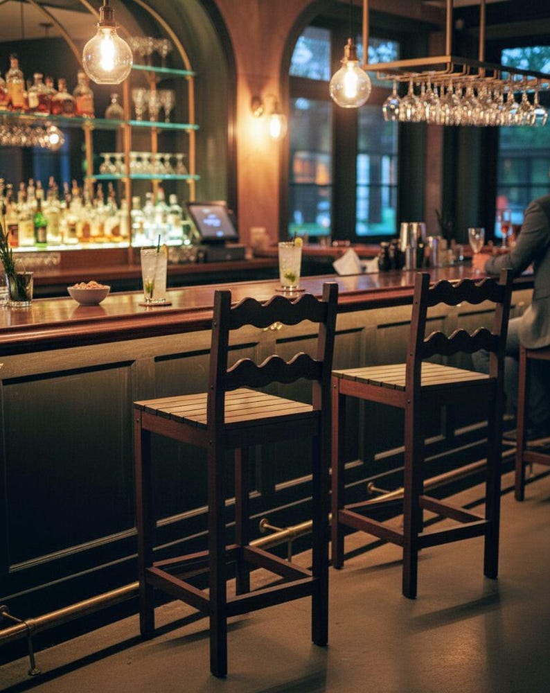 Handmade Wooden Bar Stool | Rustic Kitchen Counter Chair |solid Wood ...