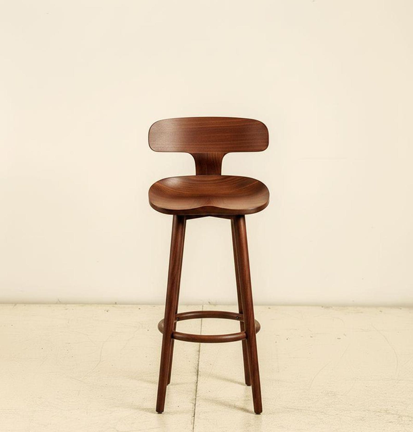 Handmade Walnut Finish Bar Stool | Mid-century Modern Kitchen Counter ...