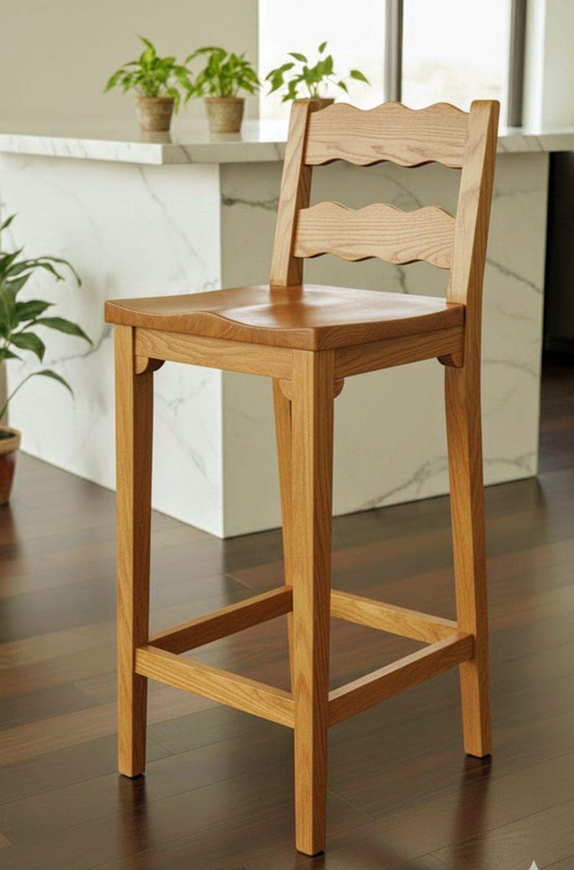 Handmade Wooden Tarang Bar Stool | Rustic Kitchen Counter Chair | Wavy ...