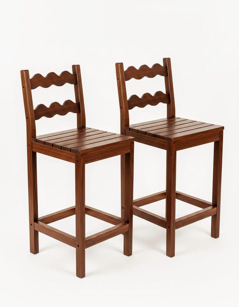 Handmade Wooden Bar Stool | Rustic Kitchen Counter Chair |solid Wood ...