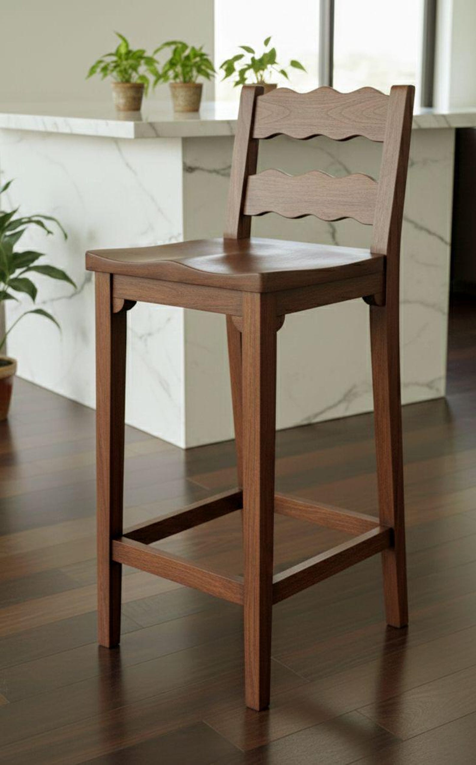 Handmade Wooden Tarang Bar Stool | Rustic Kitchen Counter Chair | Wavy ...