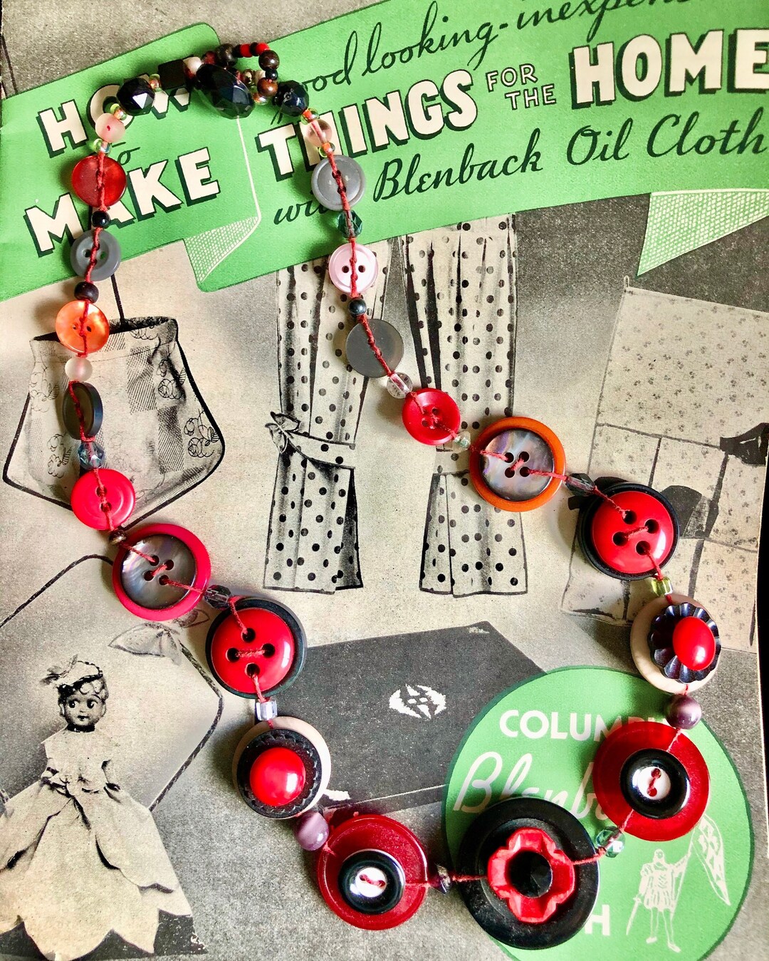 Vintage Button Necklace, Upcycled Button Necklace, Upcycled Jewelry ...