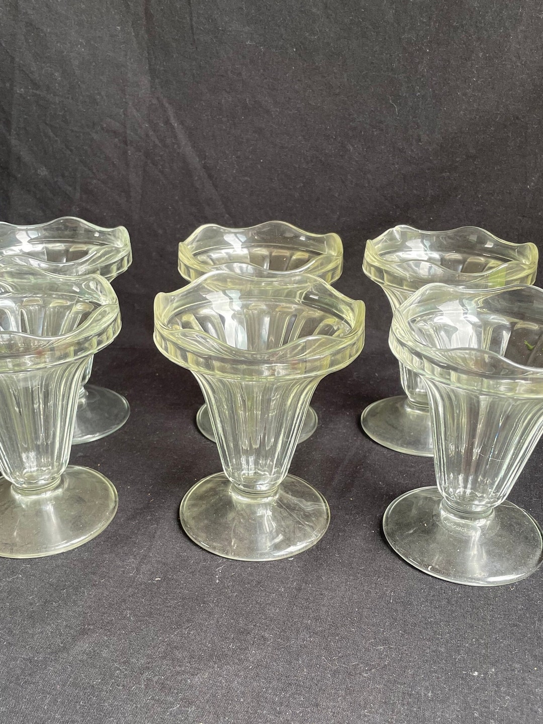 6 Vintage Glass Ice Cream Cups - Etsy