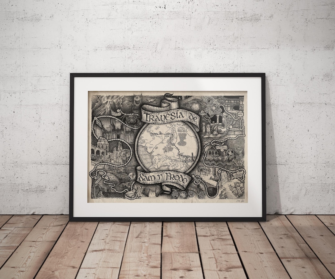 Fantasy Journey Map, Epic Adventure Illustration, Mystical World Poster ...
