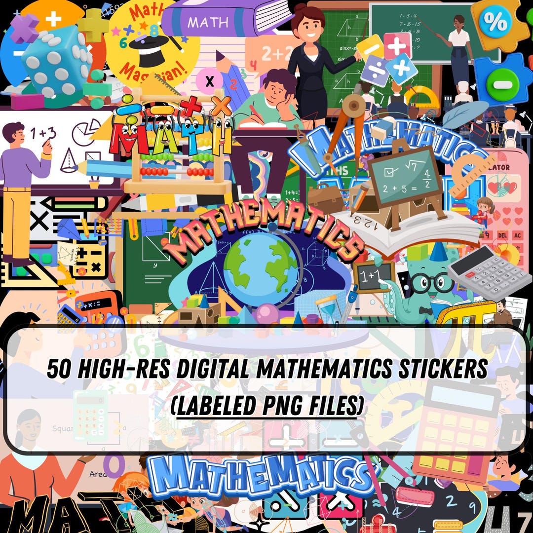 50 High-res Digital Mathematics Stickers, Labeled PNG Files, for ...