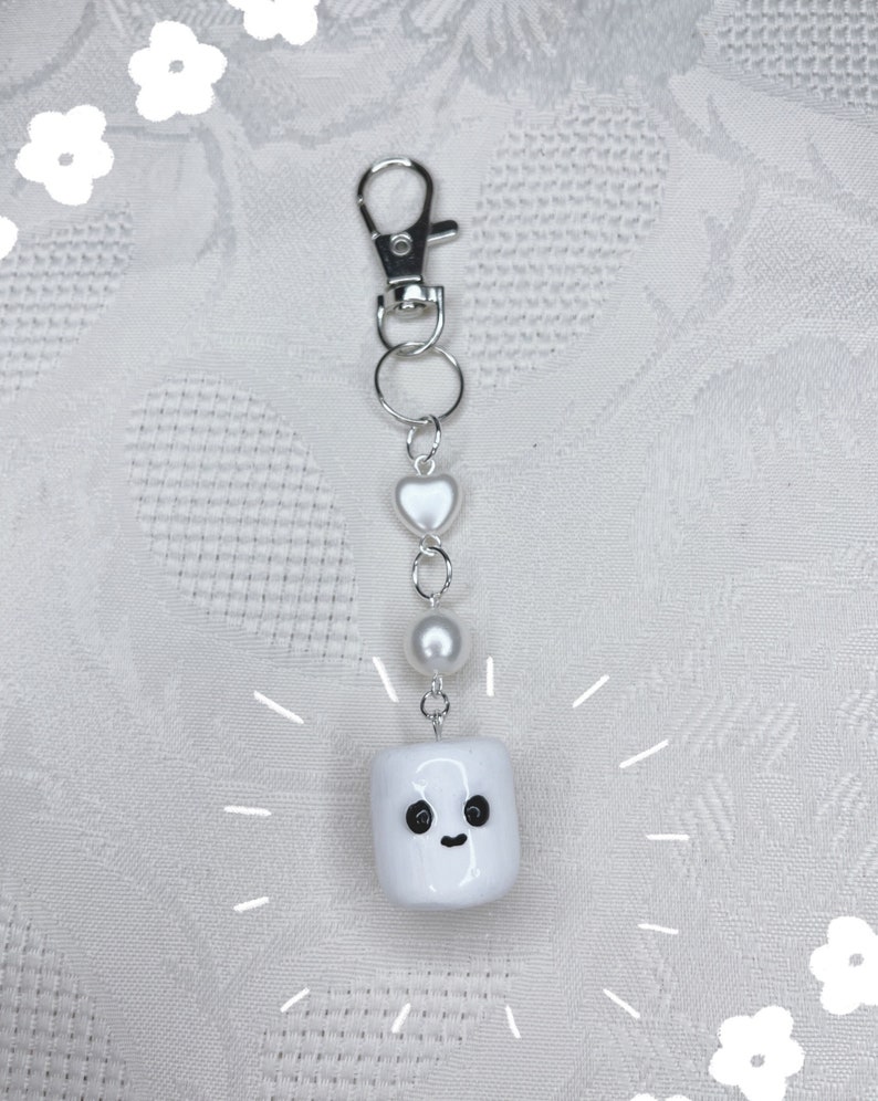 Marshymallow Keychain | Handmade Polymer Clay Keychain - Etsy
