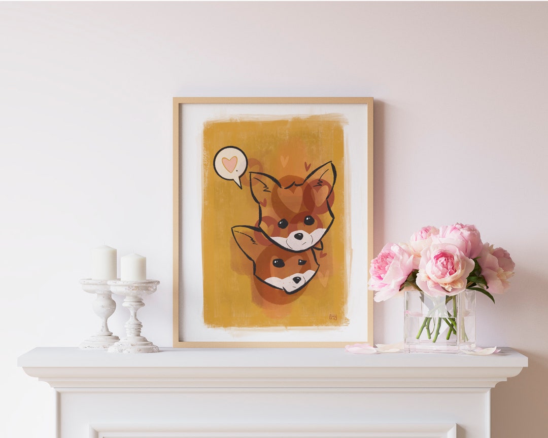 Valentine Art, Fox Art, Love, Printable Art, Digital Art, Woodland ...