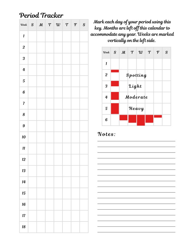 Year-long Period Tracker Printable • Monthly Cycle Journal • Symptom ...