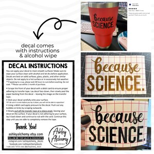 Because Science Vinyl Decal Bumper Sticker, Science Gift, Scientist ...