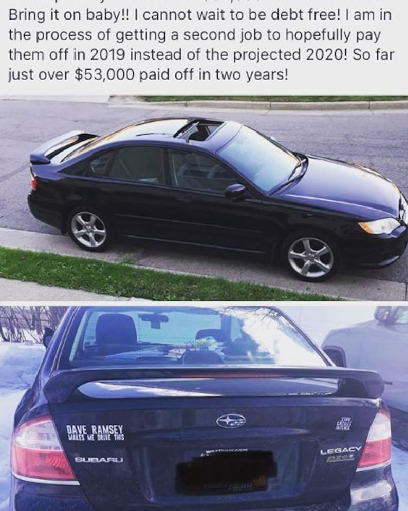 Dave Ramsey Makes Me Drive This | Vinyl Decal Bumper Sticker | Gazelle ...