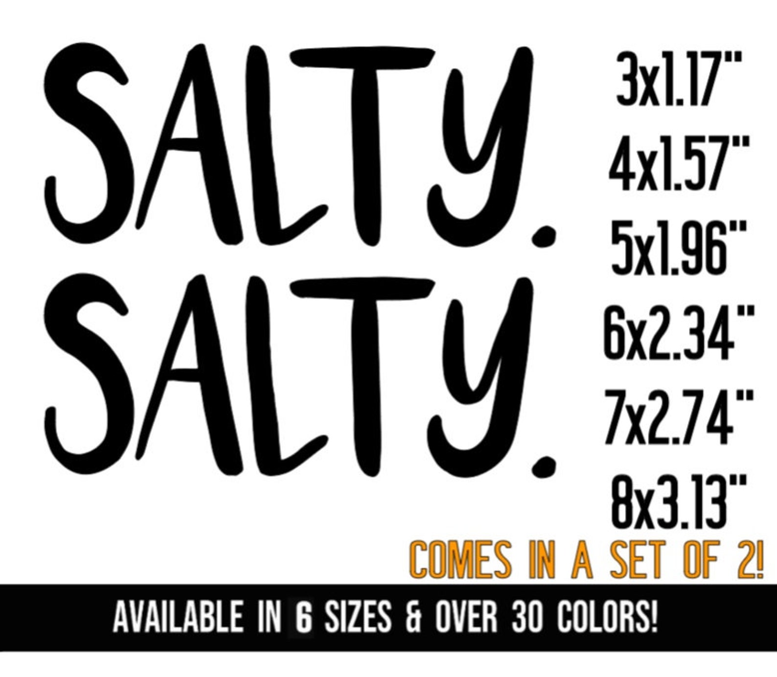SALTY. Vinyl Decal Bumper Sticker Set of 2 Salty Beach | Etsy