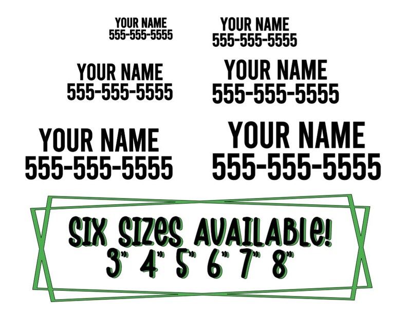 Personalized Name and Phone Number Vinyl Decal Sticker Call | Etsy