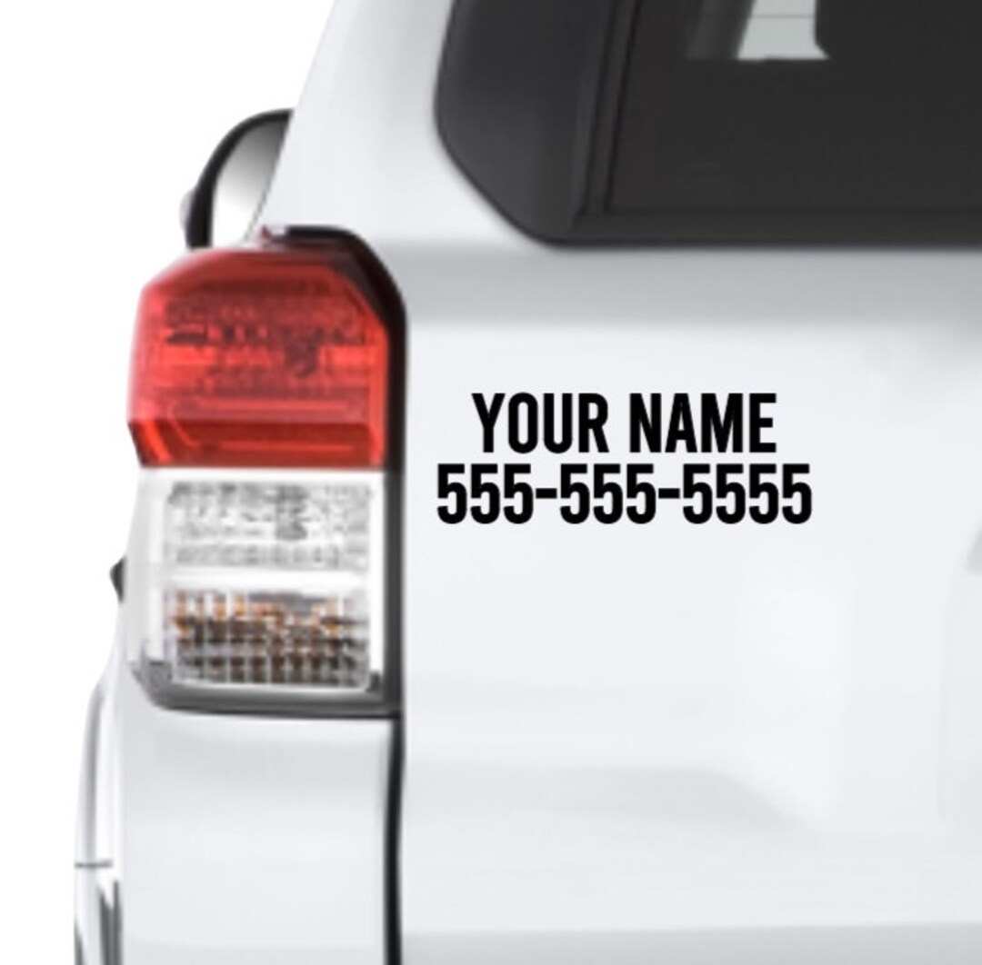 Personalized Name and Phone Number Vinyl Decal Sticker, Call Me Bumper ...