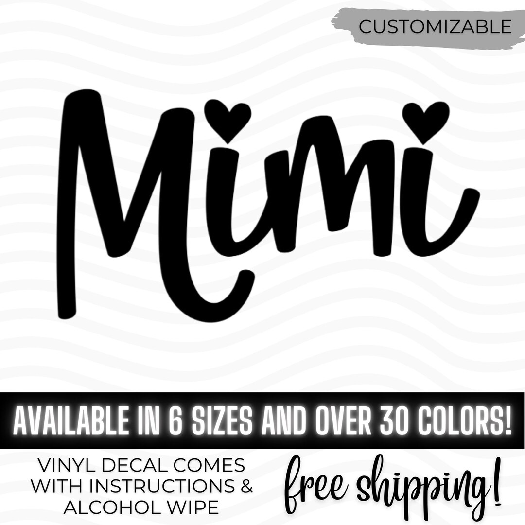 Mimi Vinyl Decal Bumper Sticker, Customized Grandmother Sticker ...