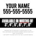 Personalized Name and Phone Number Vinyl Decal Sticker, Call Me Bumper ...