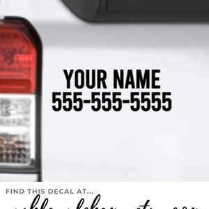 Personalized Name and Phone Number Vinyl Decal Sticker Call | Etsy