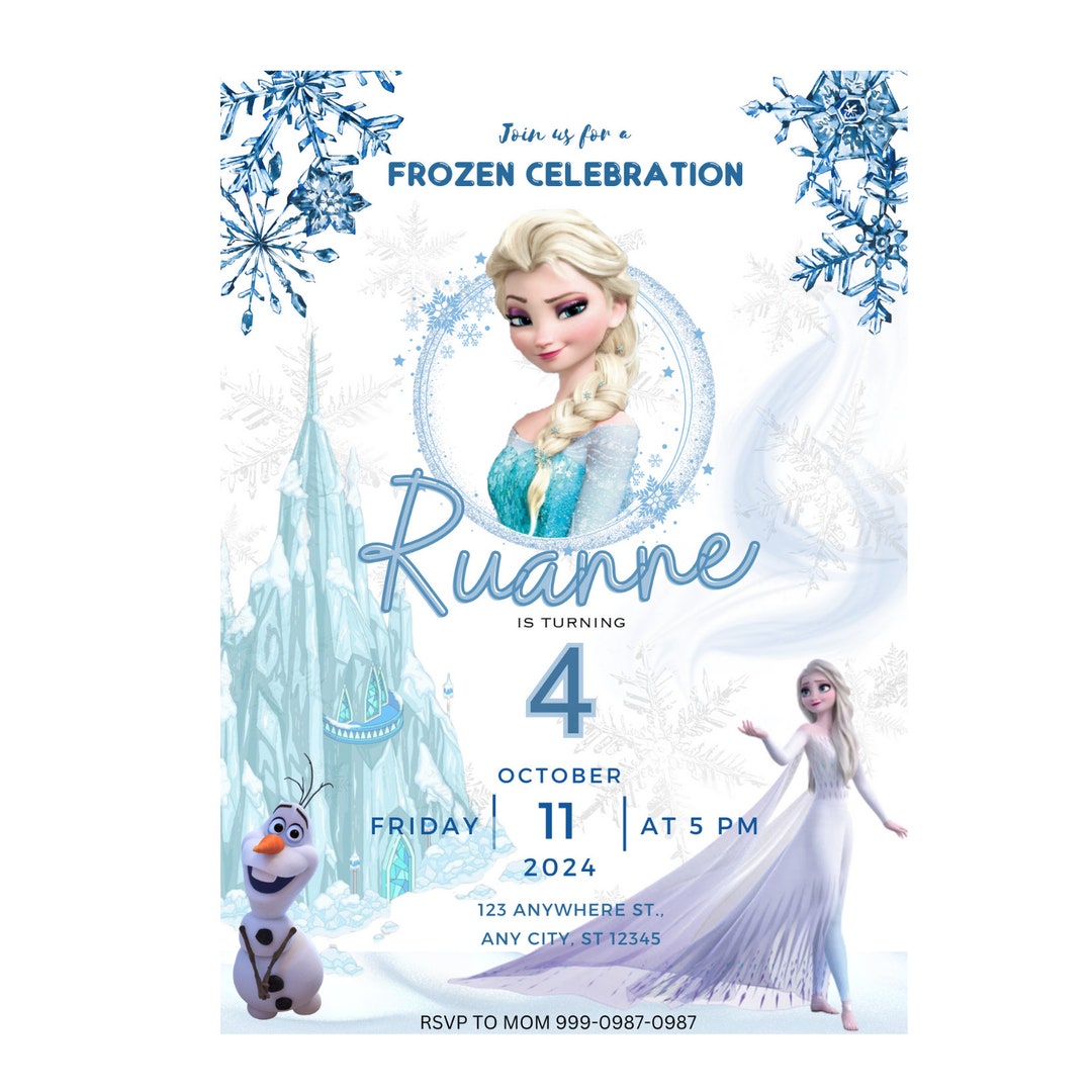 Elsa Birthday Invitation Template, Disney Frozen Birthday, Editable ...