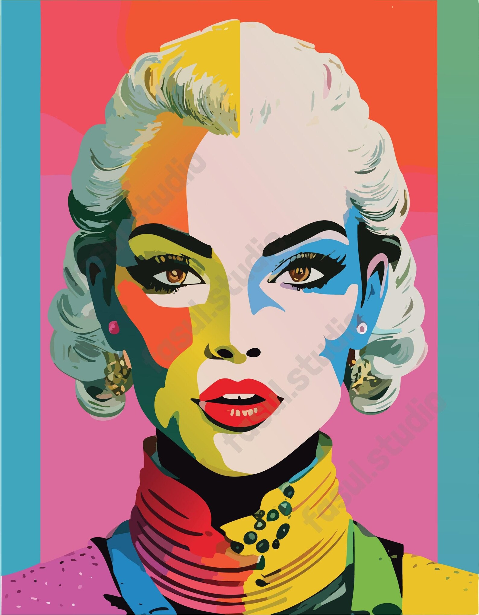 Pop Art Woman Portrait Bundle - Set of 4 Digital Prints, Retro-inspired ...