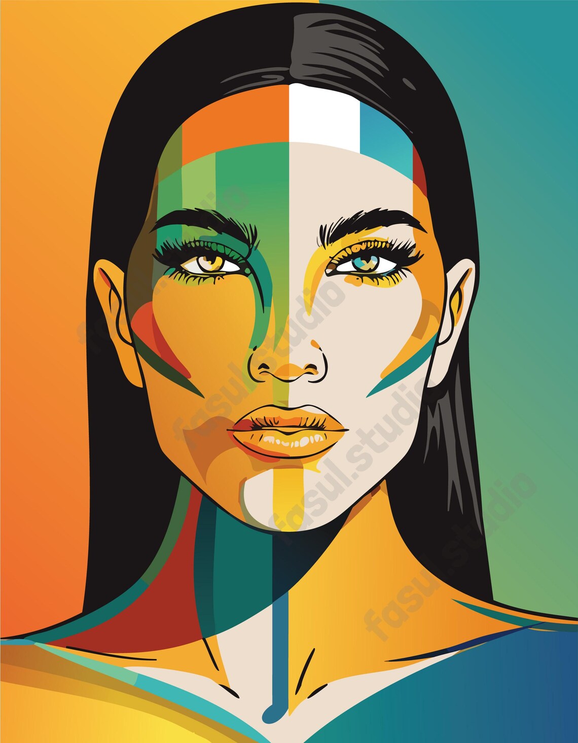 Pop Art Woman Portrait Bundle - Set of 4 Digital Prints, Retro-inspired ...