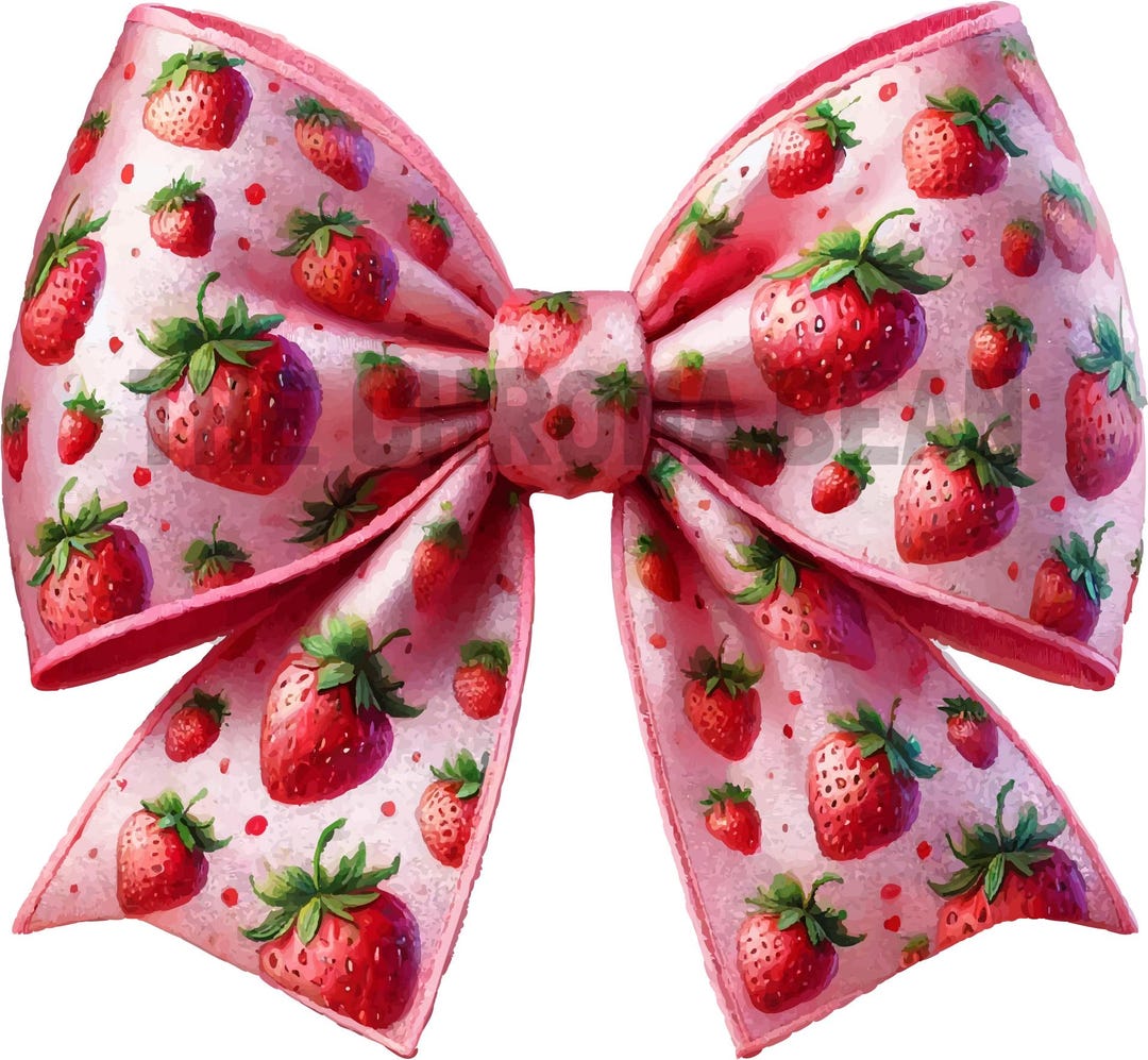 Pink Strawberry Bow Digital Clipart - SVG, PNG, JPG, Pdf - Cute ...