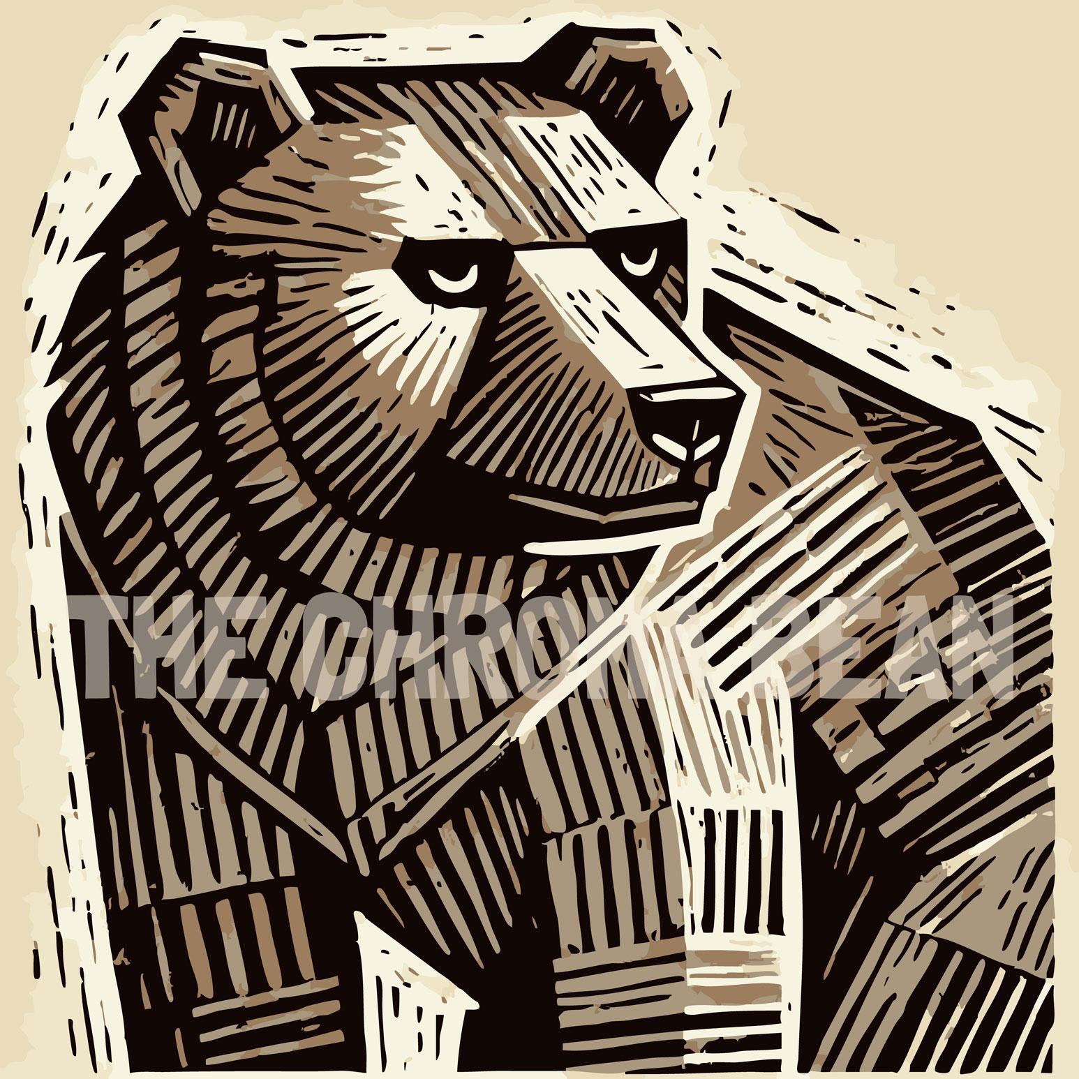 Woodland Animals Lino Print Art: Rustic Christmas Decor (digital ...