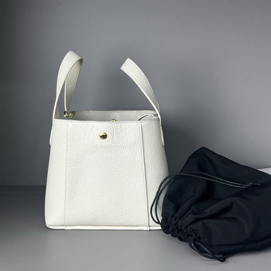 Leather Shoulder Bag, Minimal Bucket Bag, Small Leather Tote Bag ...