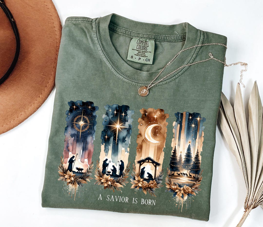 Comfort Colors® A Savior is Born Shirt, Nativity Shirt, Christmas ...