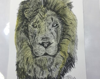 Lion Screen Print | Etsy