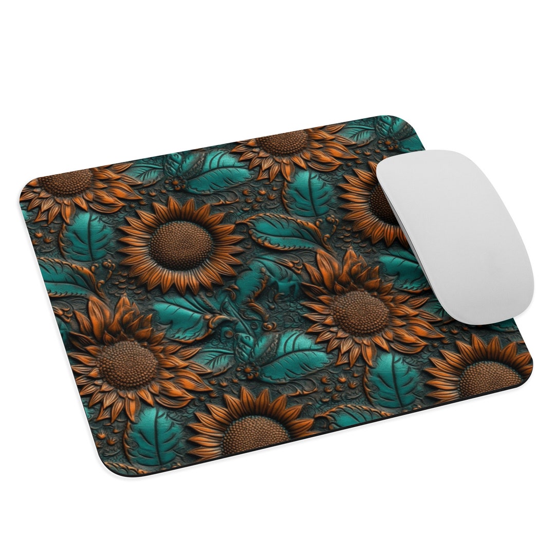 Tooled Leather Effect Sunflower Mouse Pad - Etsy