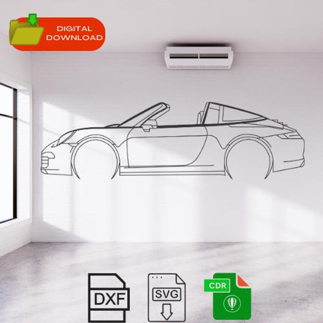 911 Targa 991 Vector File Laser Cutting, Plasma, Wall Art, Sticker ...