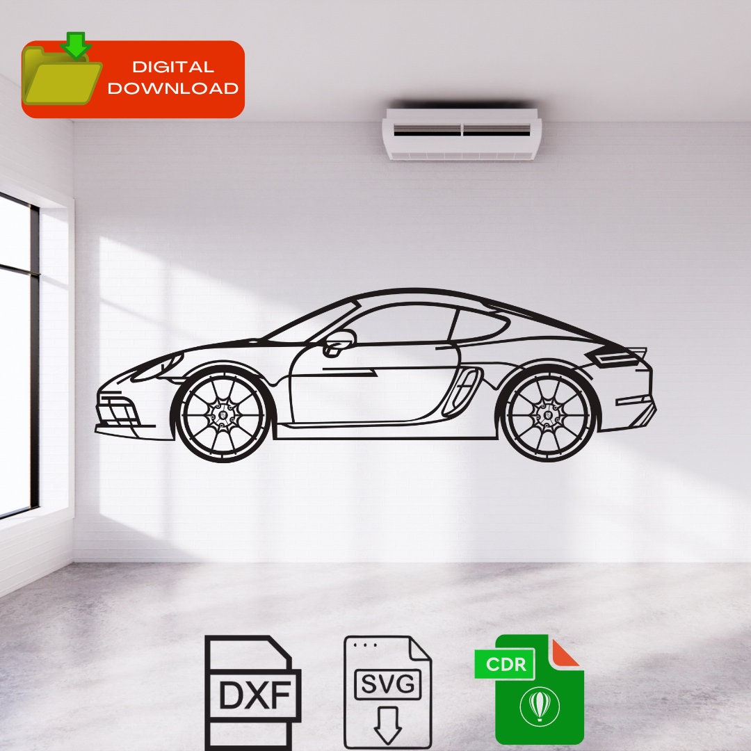 718 Cayman GTS Vector File for Laser Cutting, Plasma Cutting, Wall Art ...