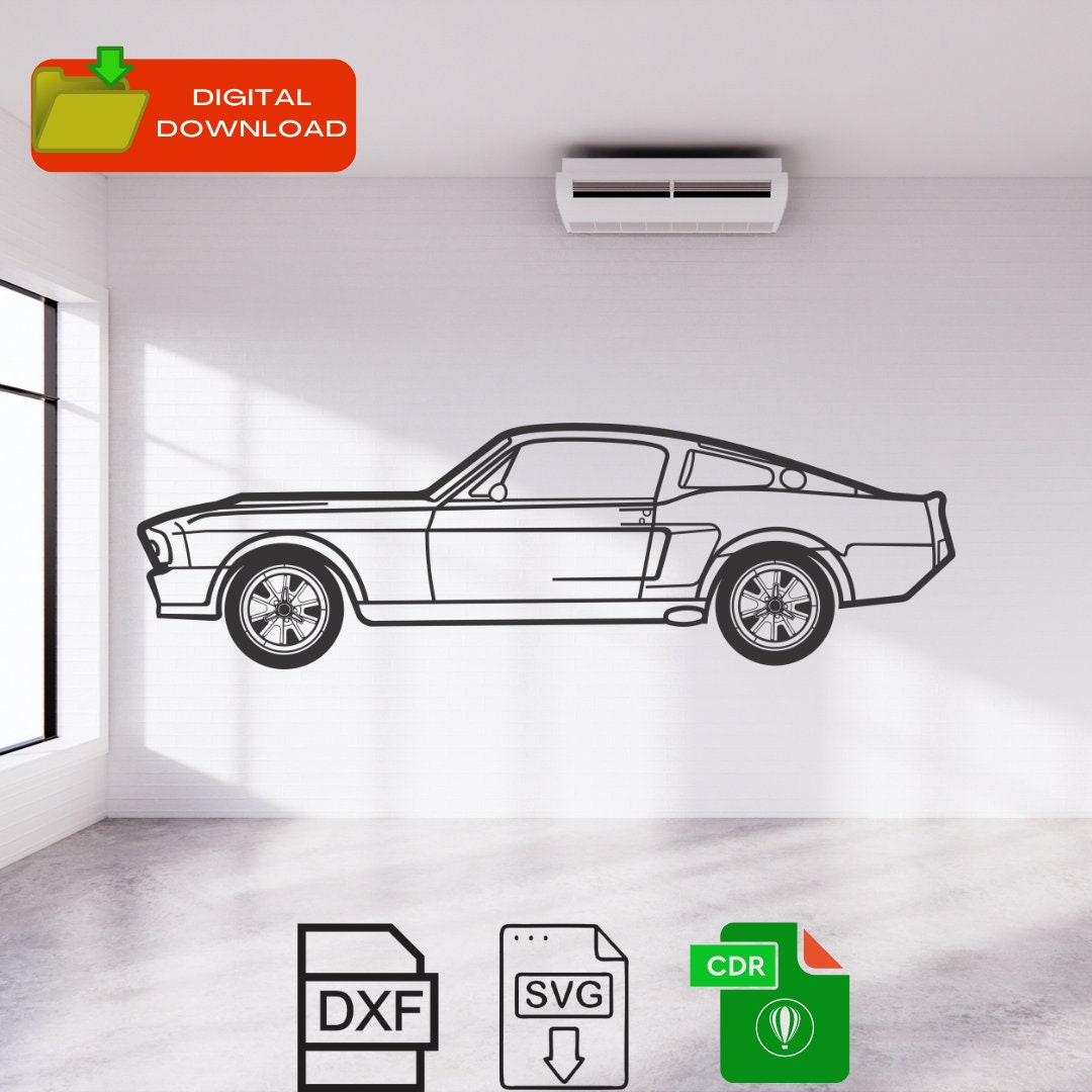 Shelby GT500 1967 Vector File Laser Cut, Plasma, Wall Art, Sticker ...