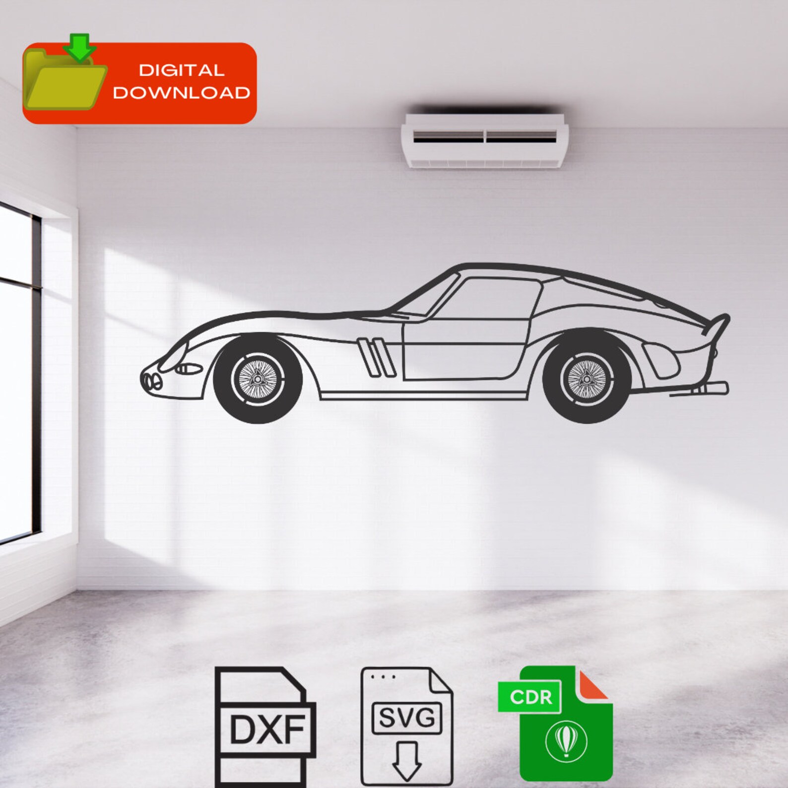 250 GTO 1965 Vector File Laser Cut, Plasma, Wall Art, Sticker ...