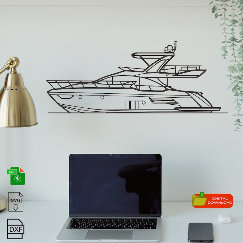 Azimut 50 Flybridge Vector File Laser Cut, Plasma, Wall Art, Sticker ...
