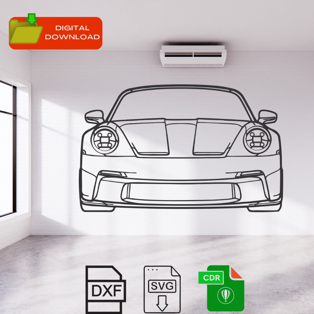 911 GT3 Touring Model 992 Front Vector File in Laser, Plasma, Use for ...
