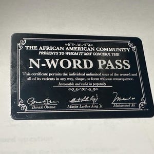 N-word Pass Novelty - Etsy