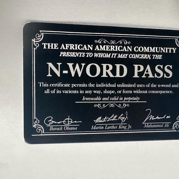 The N Word Pass Card - Etsy