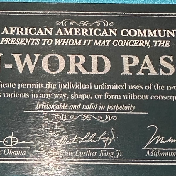 N Word Pass - Etsy