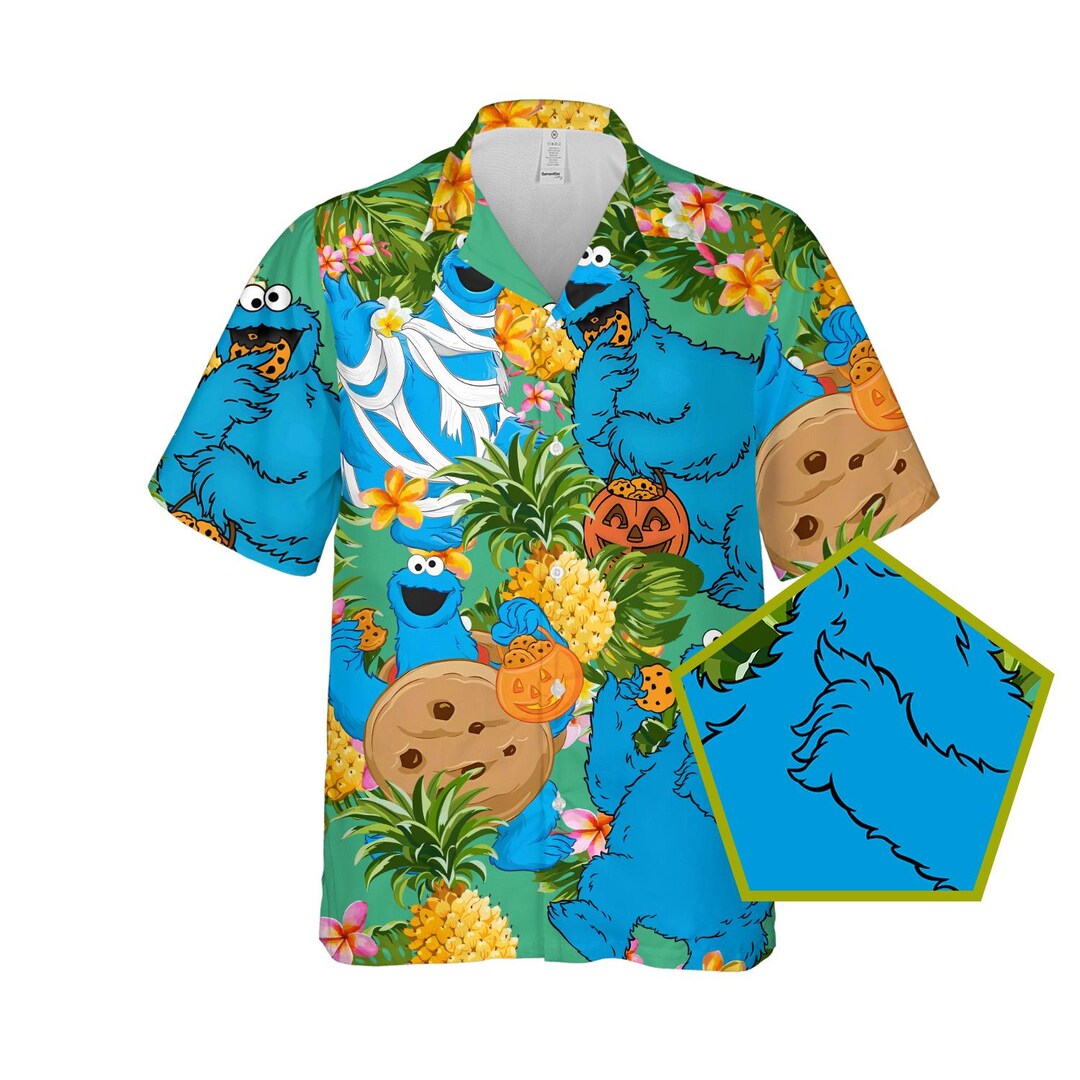 Muppet Cookie Monster Pineapple Tropical Hawaiian Shirt, Short Sleeve ...