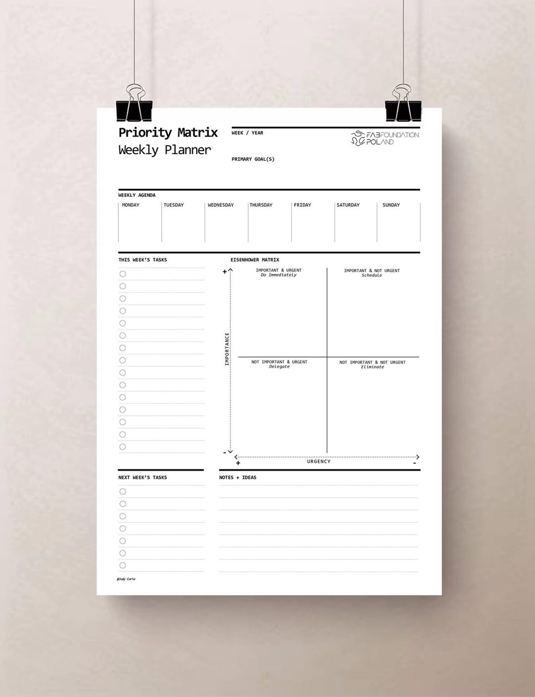Weekly Planner Printable Minimalist Productivity Planner PDF ...