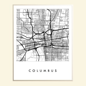 COLUMBUS Map Hand Drawn Street Map Print OHIO City Map art - Etsy