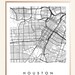 HOUSTON Map Street Map TEXAS City Map Drawing Black and White art Print ...