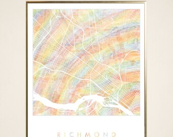 Richmond Map Print Richmond Map Poster Wall Art Va City Map - Etsy